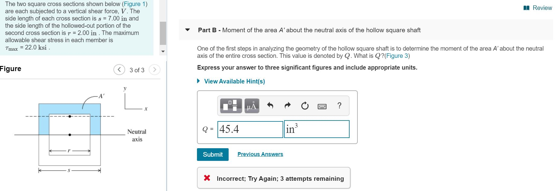 Solved A Review The two square cross sections shown below | Chegg.com