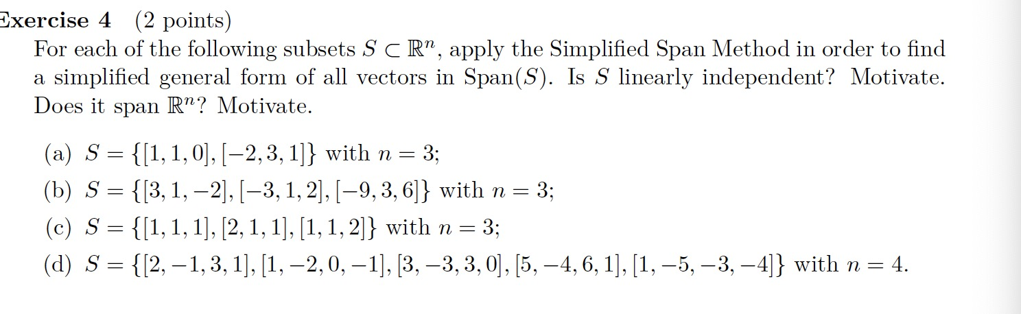Solved Exercise 4 (2 points) For each of the following | Chegg.com