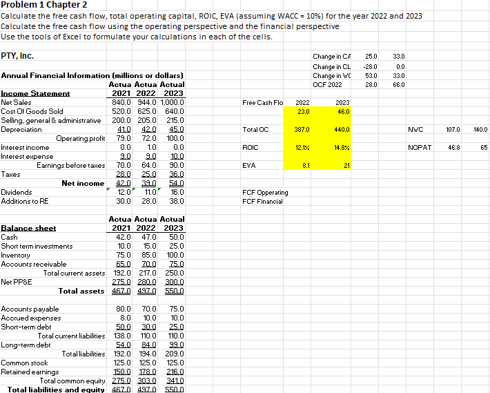 Solved Problem 1 ﻿Chapter 2Calculate the free cash flow, | Chegg.com