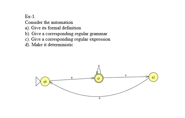 Solved Ex-1 Consider the automation a). Give its formal | Chegg.com