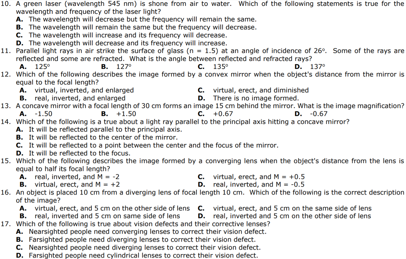 Solved 10. A green laser (wavelength 545 nm) is shone from | Chegg.com