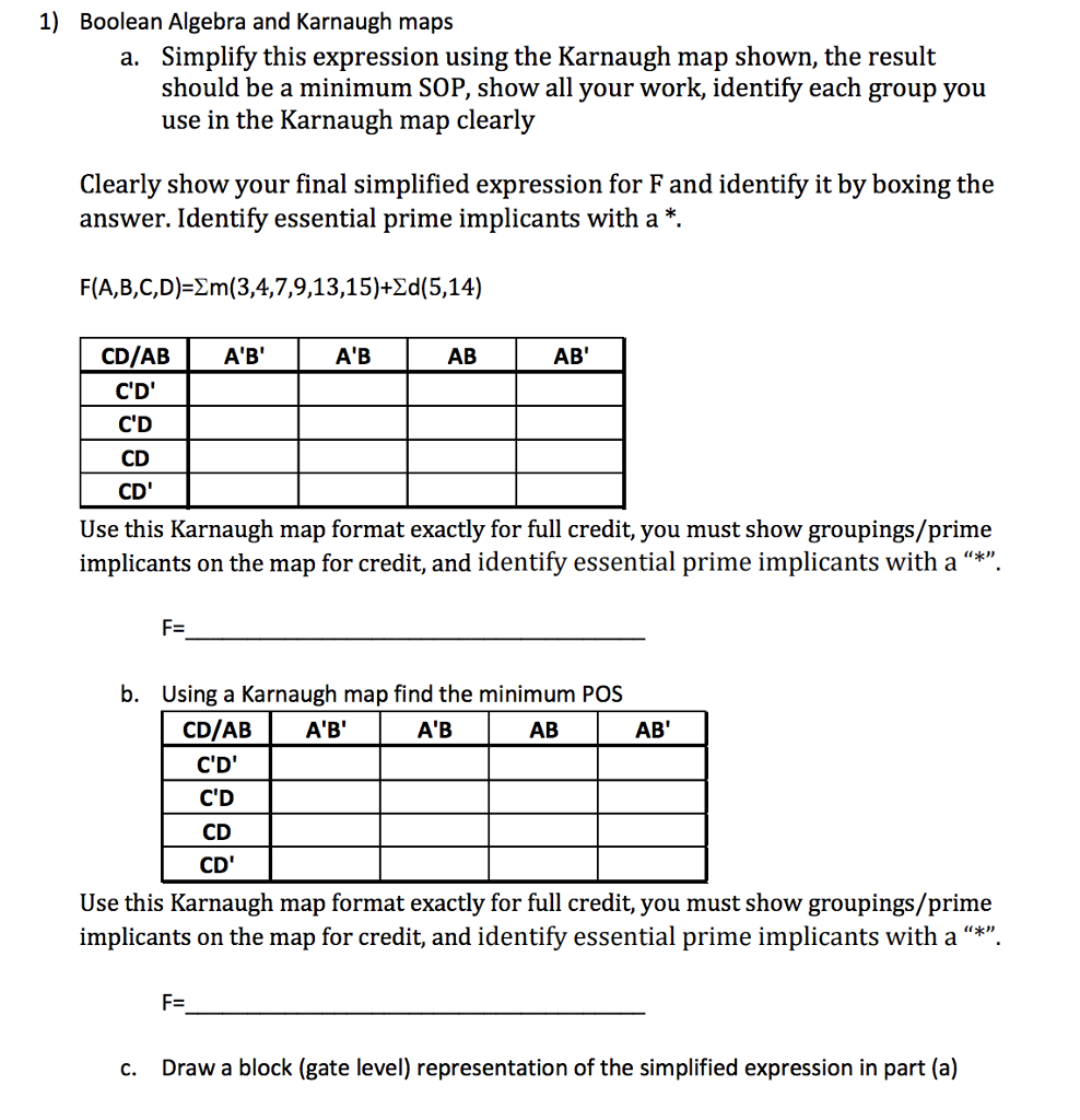 Solved 1) Boolean Algebra and Karnaugh maps Simplify this | Chegg.com