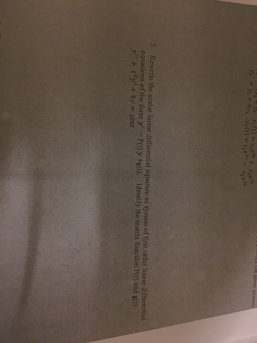 Solved Rewrite the scalar linear differential equation as | Chegg.com