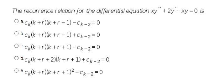 Solved The recurrence relation for the differential equation | Chegg.com
