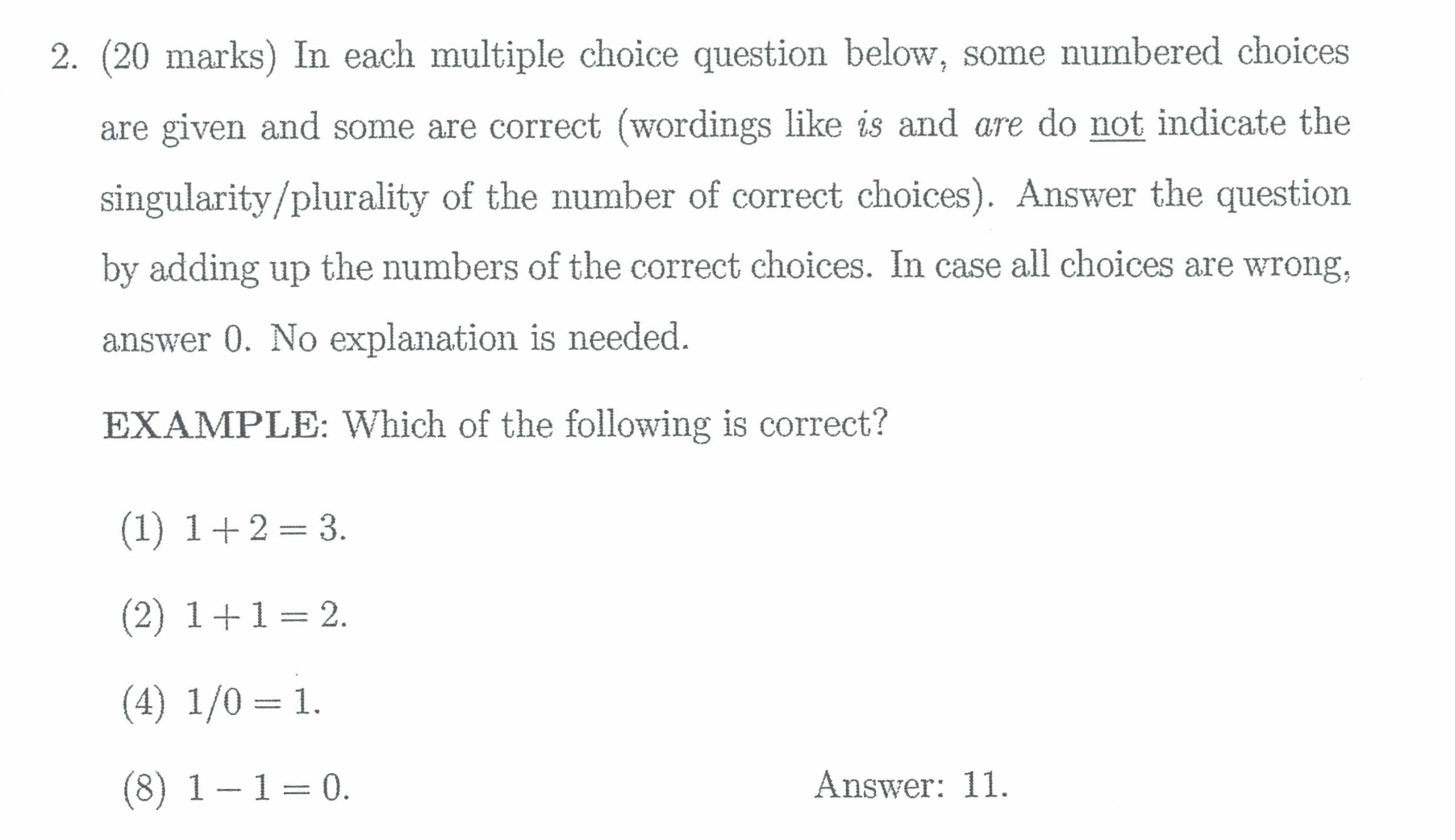 Solved (20 marks) In each multiple choice question below, | Chegg.com