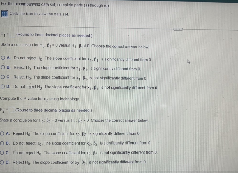 Solved For the accompanying data set, complete parts (a) | Chegg.com