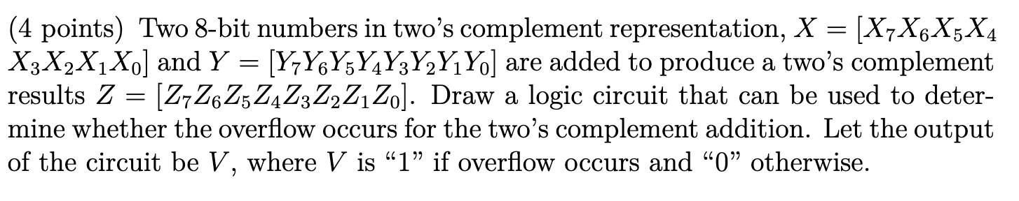 Solved (4 ﻿points) ﻿Two 8-bit numbers in ﻿two's complement | Chegg.com