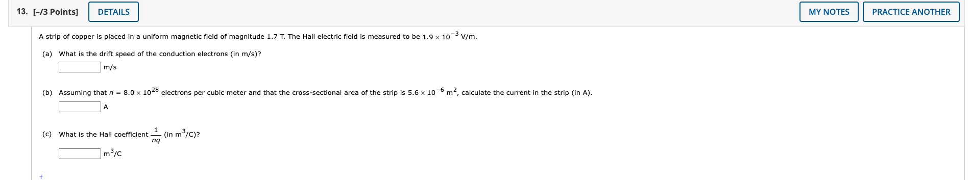 Solved A strip of copper is placed in a uniform magnetic | Chegg.com