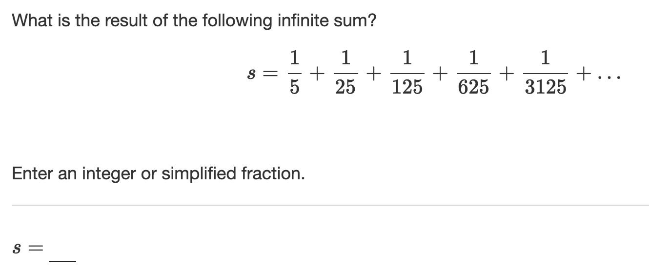 Solved What is the result of the following infinite sum? s= | Chegg.com