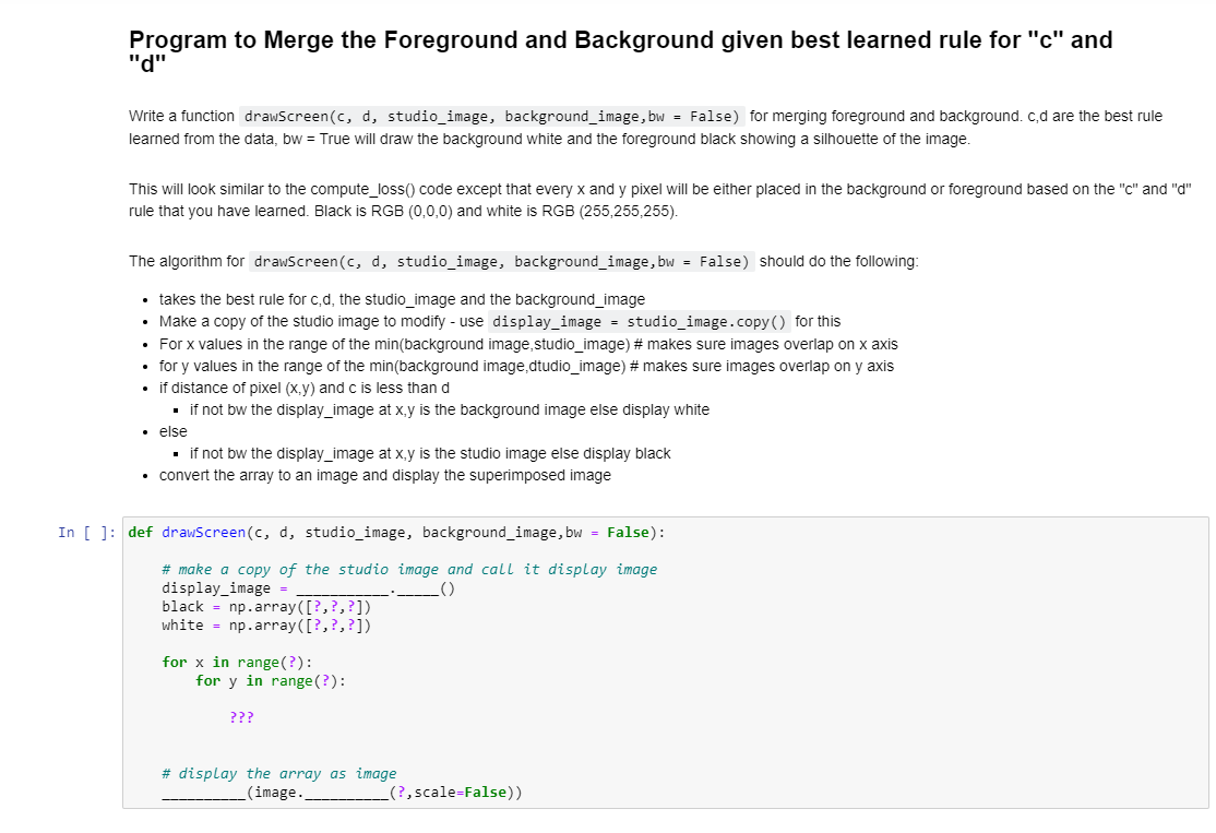 Program to Merge the Foreground and Background given | Chegg.com