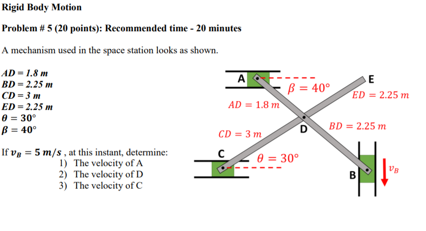 Solved Rigid Body Motion Problem #5 (20 points): Recommended | Chegg.com