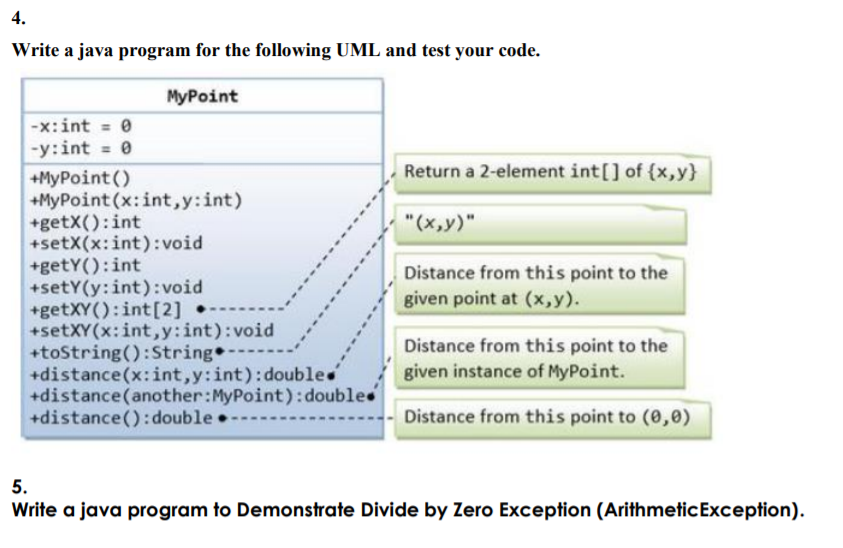 Solved 4. Write a java program for the following UML and | Chegg.com
