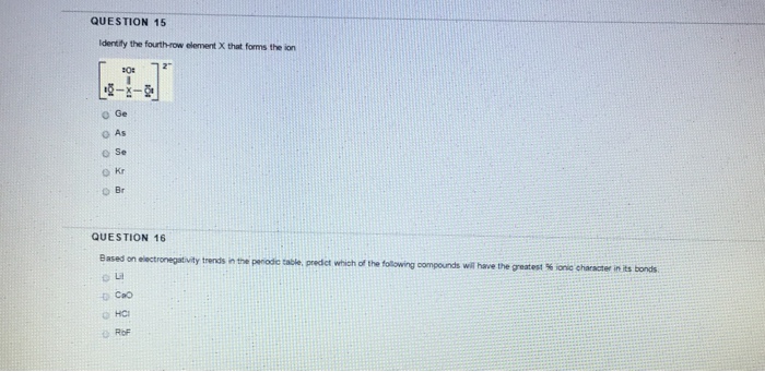 Solved Identity the fourth-row element X that forms the ion | Chegg.com