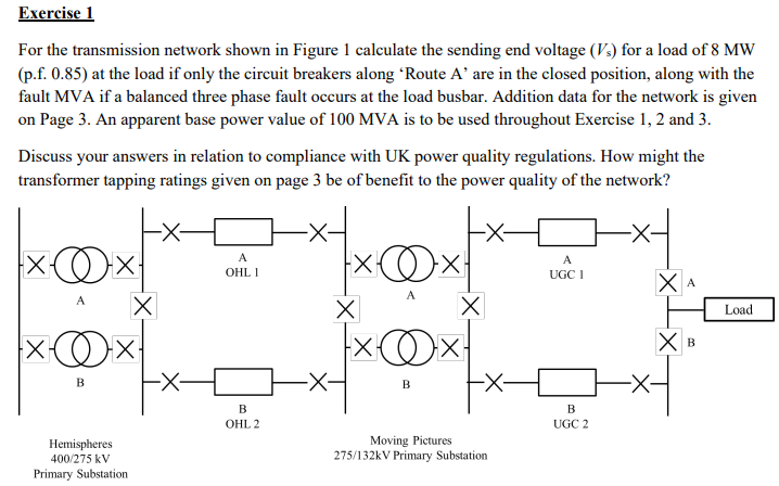 Exercise 1 For the transmission network shown in | Chegg.com