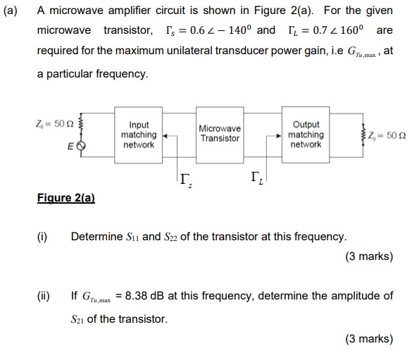 (a) are A microwave amplifier circuit is shown in | Chegg.com