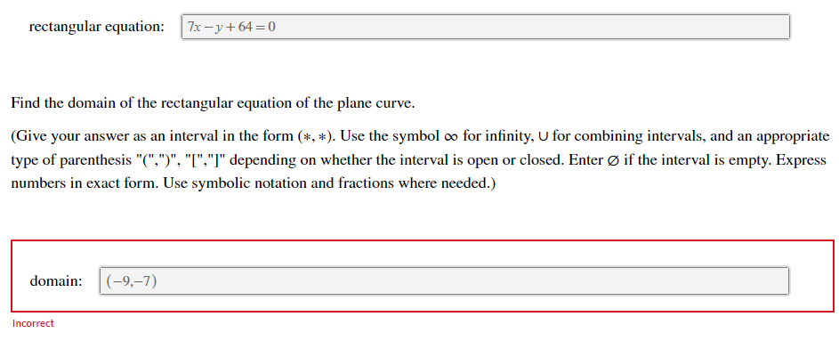 Solved rectangular equation: Find the domain of the | Chegg.com