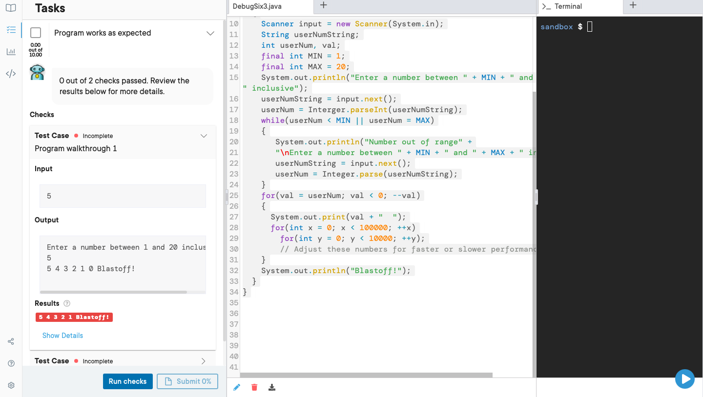 Solved // Prompt user for value to start // Value must be | Chegg.com