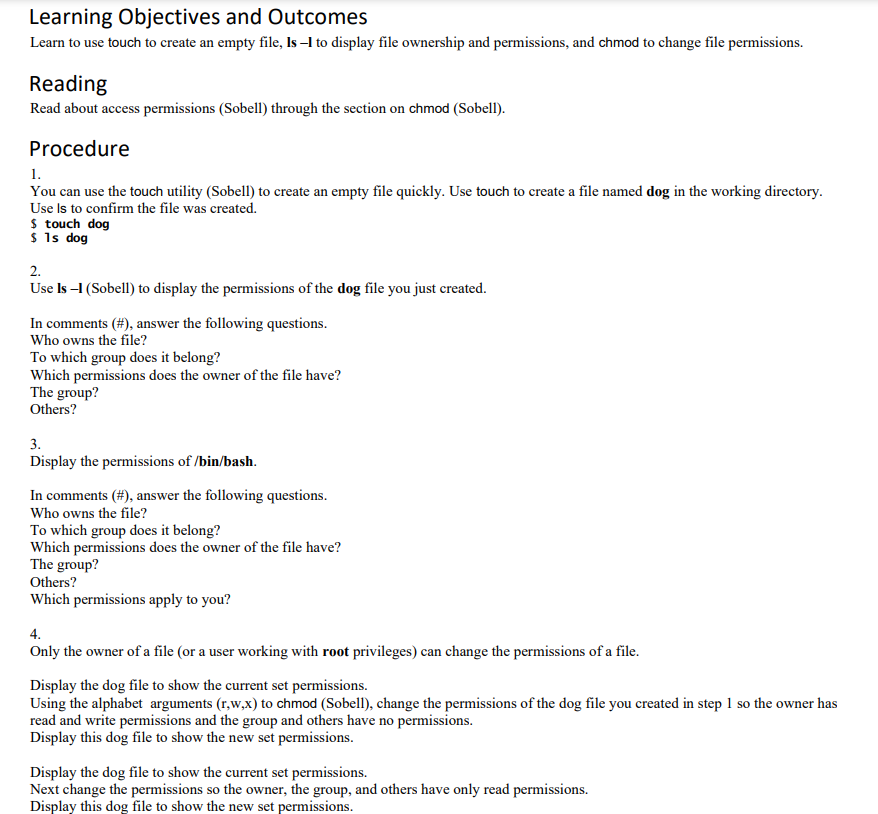 Solved Learning Objectives and Outcomes Learn to use touch | Chegg.com