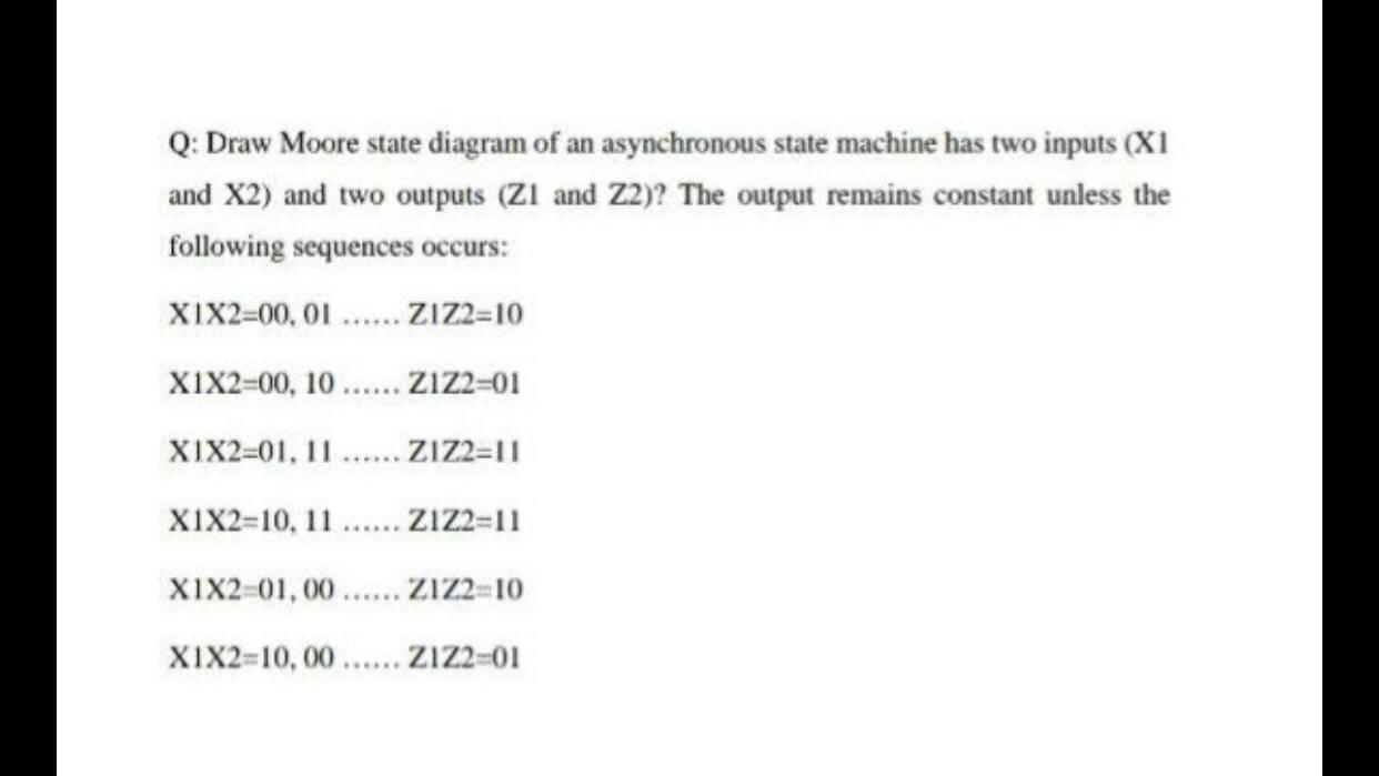 Solved Q: Draw Moore state diagram of an asynchronous state | Chegg.com