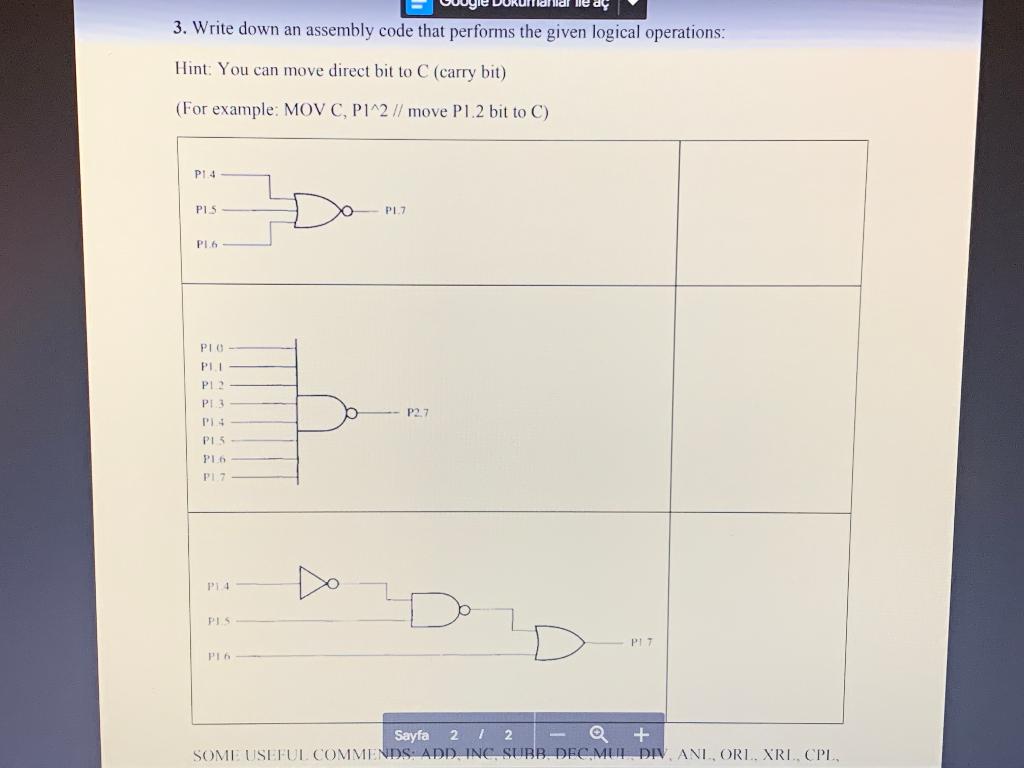 Solved 3. Write down an assembly code that performs the | Chegg.com