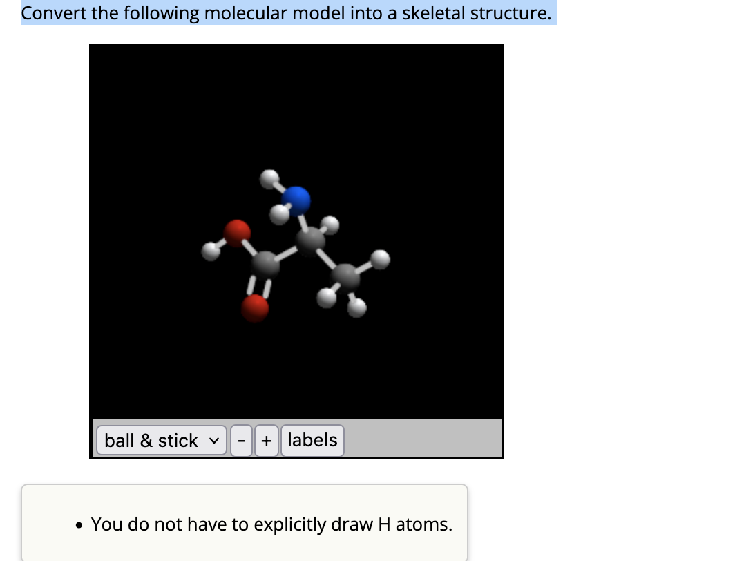Solved Convert the following molecular model into a skeletal | Chegg.com