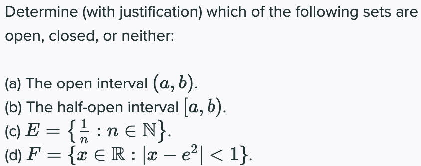 Solved Determine (with justification) which of the following | Chegg.com