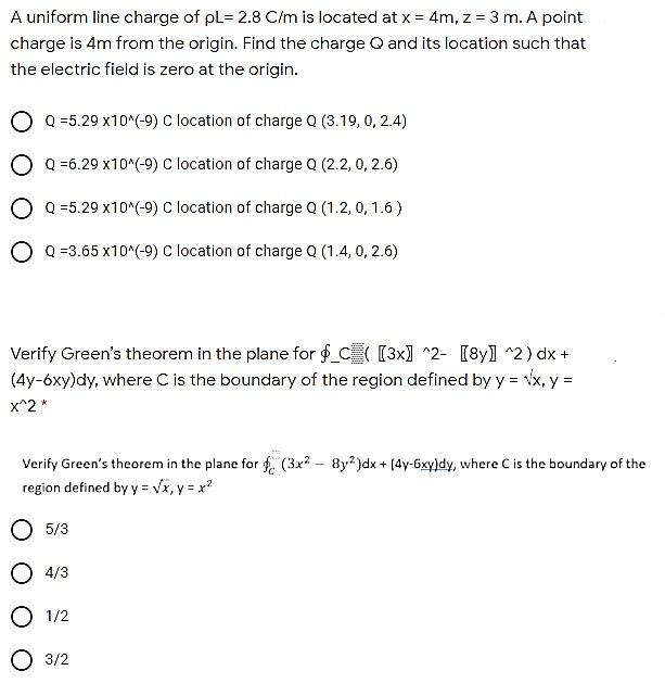 Solved A uniform line charge of pL= 2.8 C/m is located at x | Chegg.com