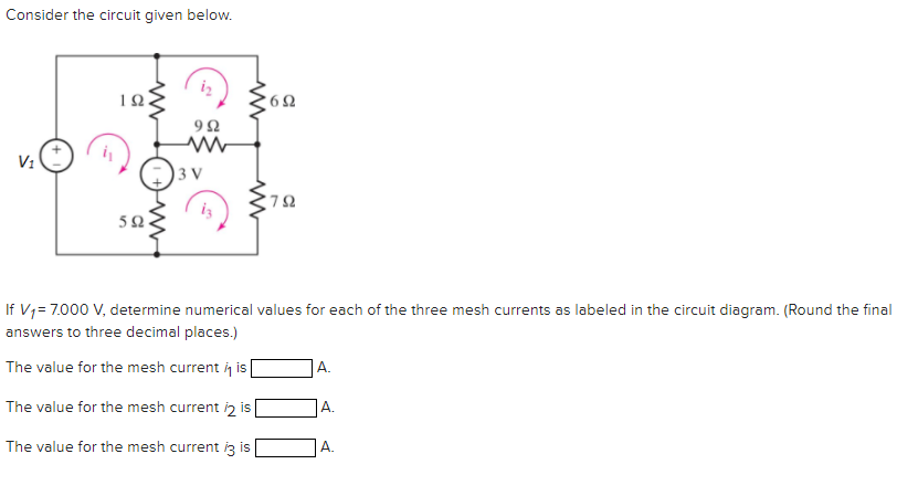 Solved Consider the circuit given below.If V1=7.000V, | Chegg.com