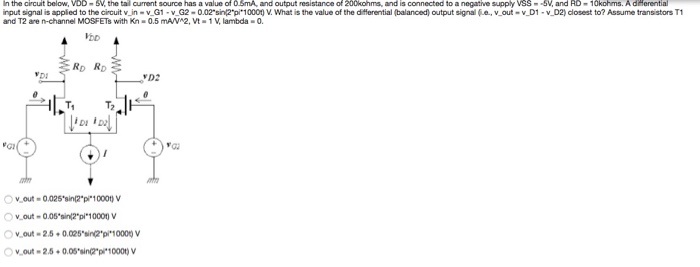Solved -5V, and RD 10kohms. A differental v out-v D2) | Chegg.com
