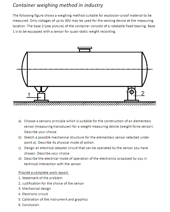 Container weighing method in industry The following | Chegg.com