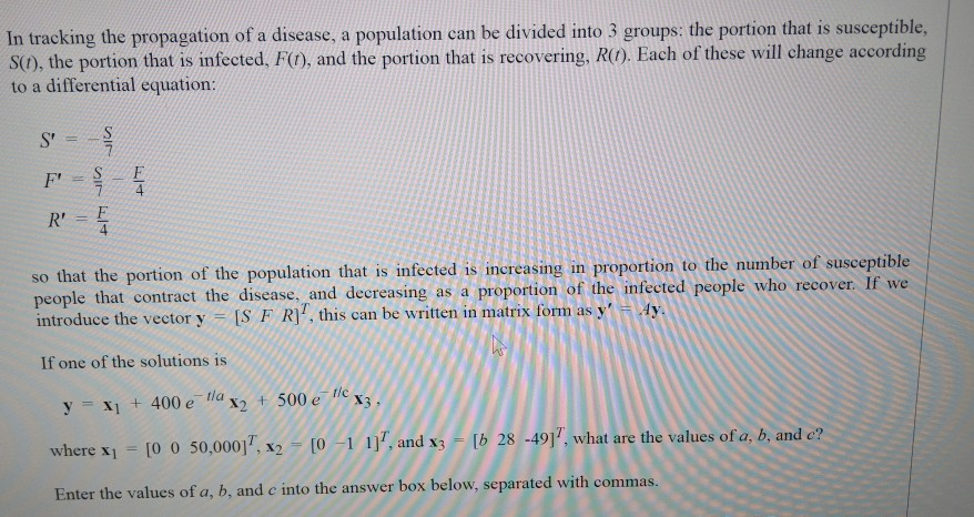 Solved In tracking the propagation of a disease, a | Chegg.com