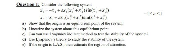 how to determine an appropriate lyapunov function for | Chegg.com