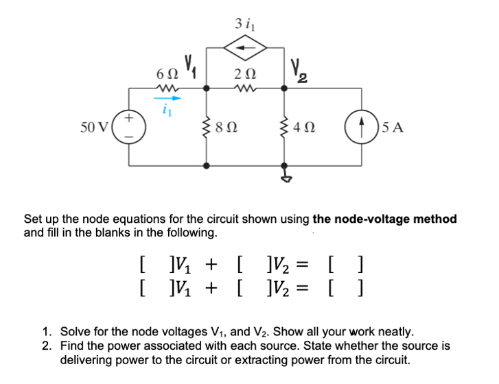 Solved Set up the node equations for the circuit shown using | Chegg.com