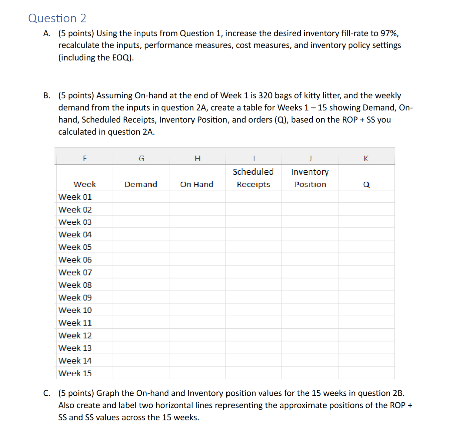 Solved by an EXPERT Question 2A. (5 ﻿points) ﻿Using the inputs from | Chegg.com