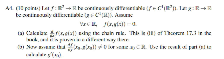 Solved A4. (10 points) Let f: R2 + R be continuously | Chegg.com