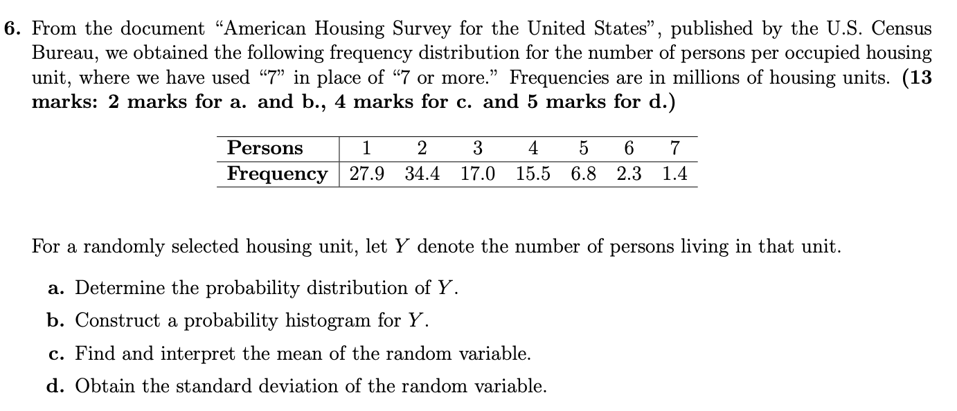 Solved From the document “American Housing Survey for the | Chegg.com