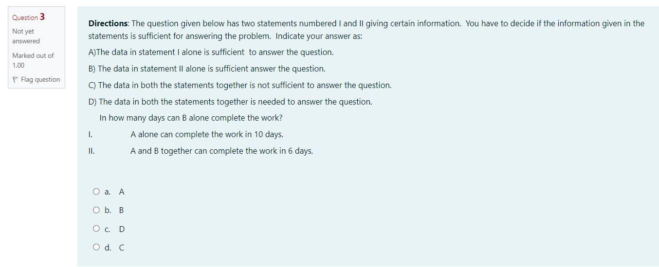 Solved Question 3 Not yet answered Marked out of 1.00 Flag | Chegg.com