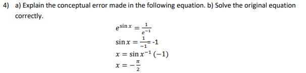 4) a) Explain the conceptual error made in the | Chegg.com