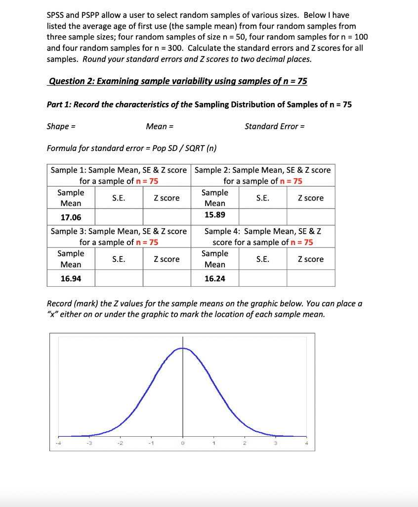 Solved SPSS and PSPP allow a user to select random samples | Chegg.com