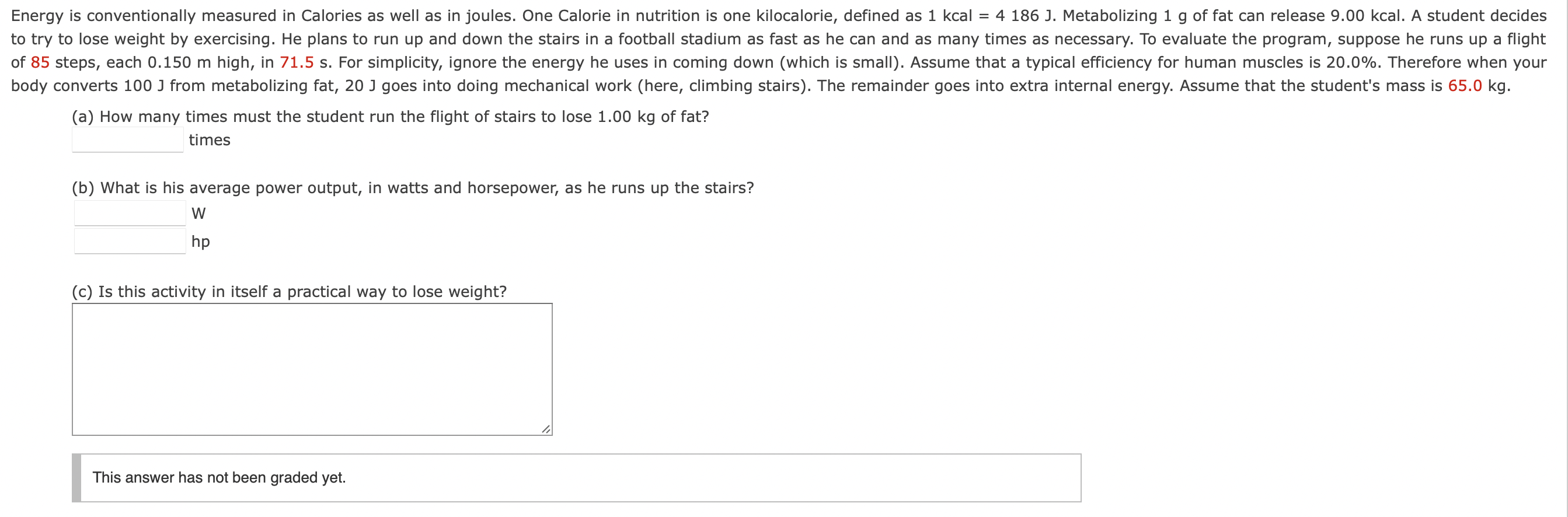 Solved (a) How many times must the student run the flight of | Chegg.com