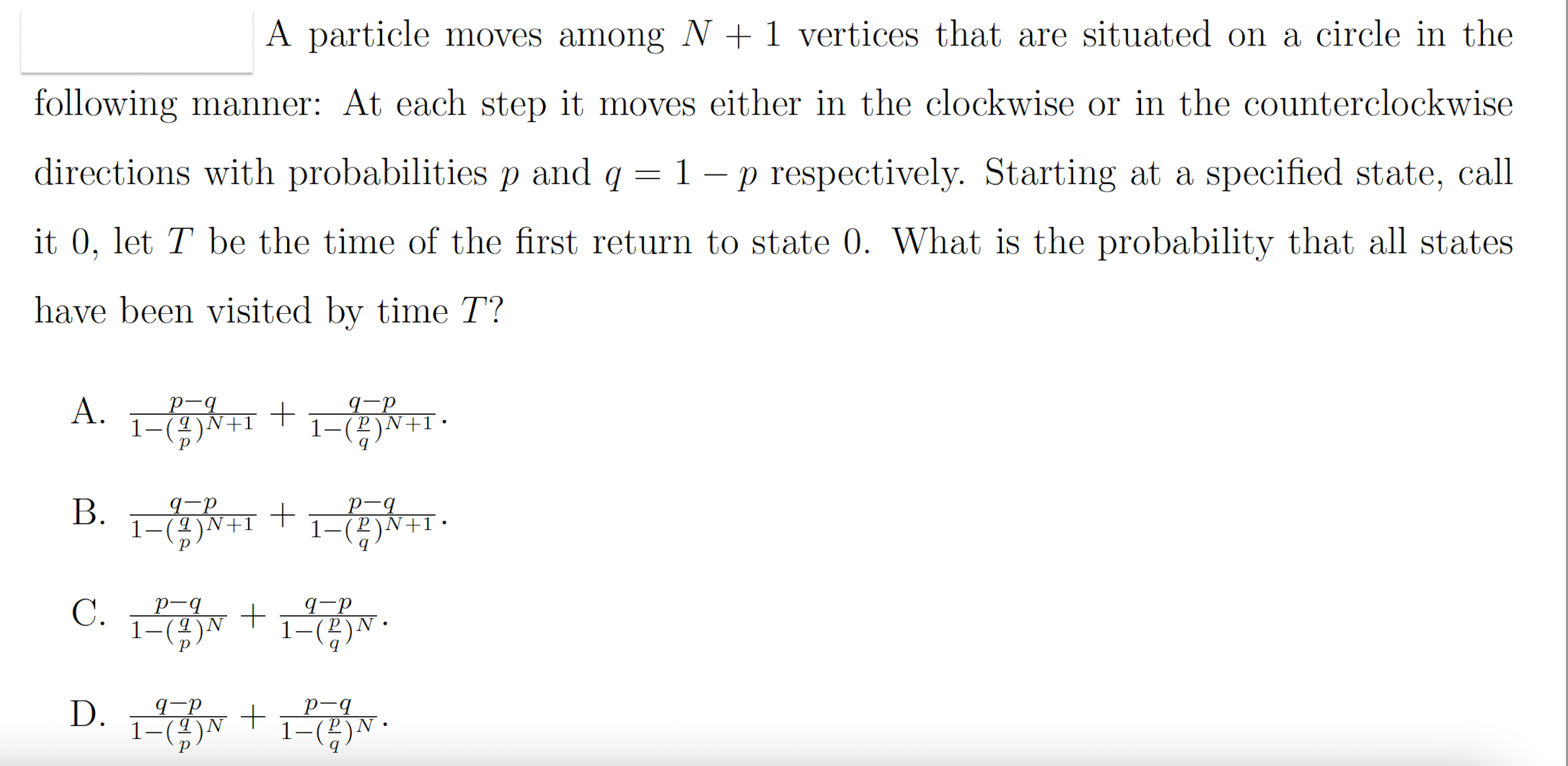 Solved A particle moves among N+1 vertices that are situated | Chegg.com
