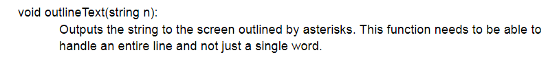 Solved void outline Text(string n): Outputs the string to | Chegg.com
