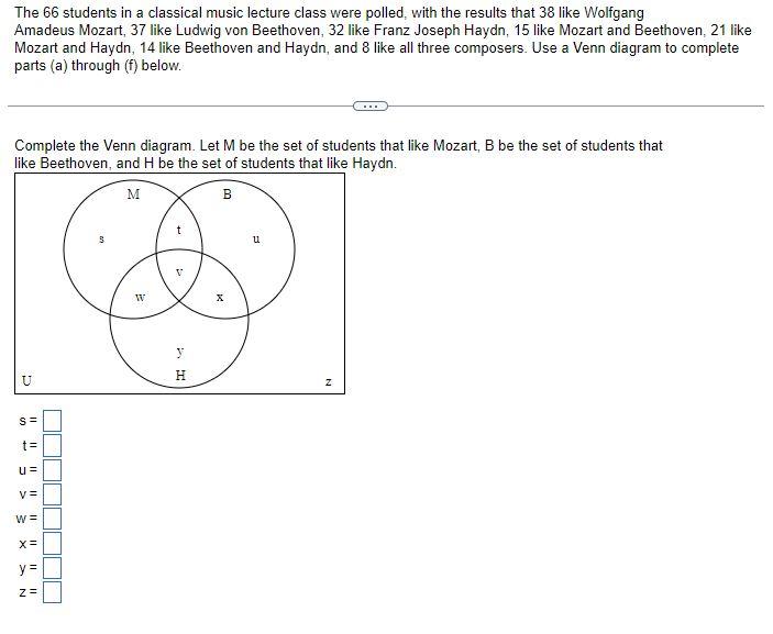 Solved The 66 students in a classical music lecture class | Chegg.com