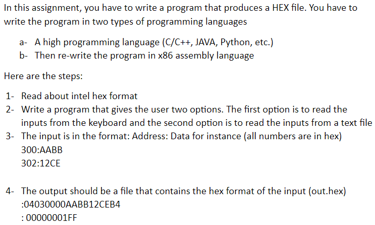 In this assignment, you have to write a program that | Chegg.com