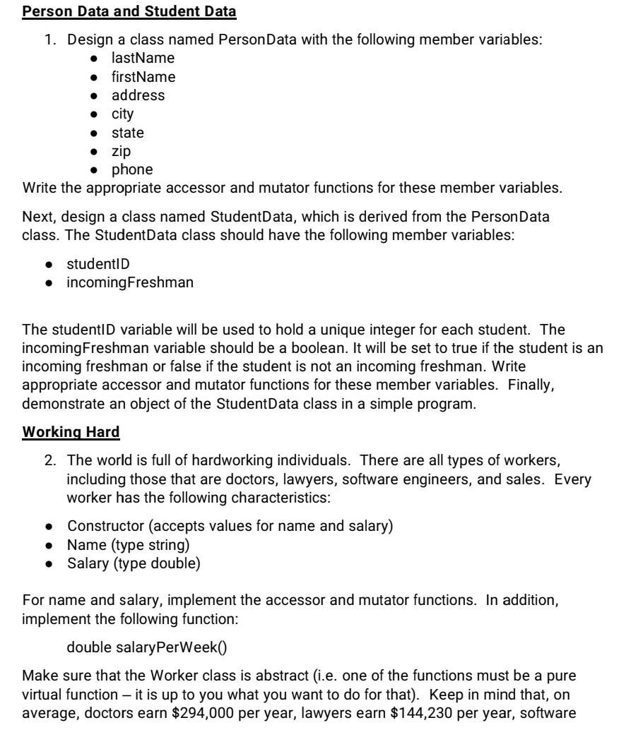Please Help With This Assignment On Inheritance 4407