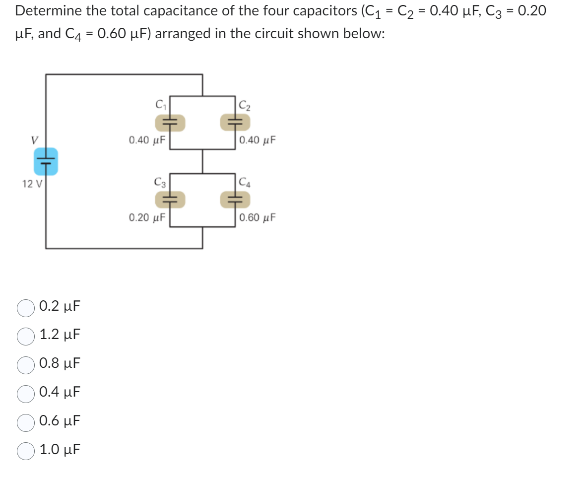 [Solved]: Determine the total capacitance of the four capaci