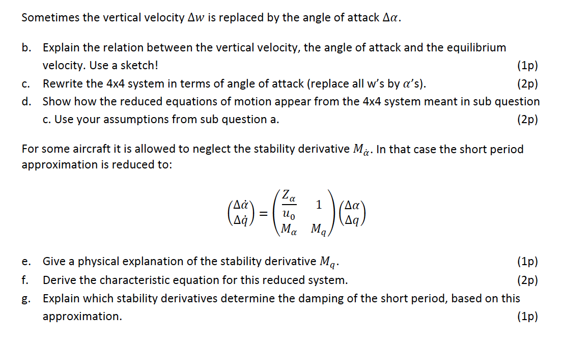 Problem 2 - Longitudinal equations of motion (10 | Chegg.com