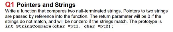 Solved Q1 ﻿Pointers and StringsWrite a function that | Chegg.com