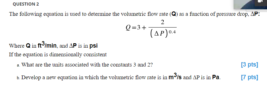 Solved QUESTION 2 The following equation is used to | Chegg.com