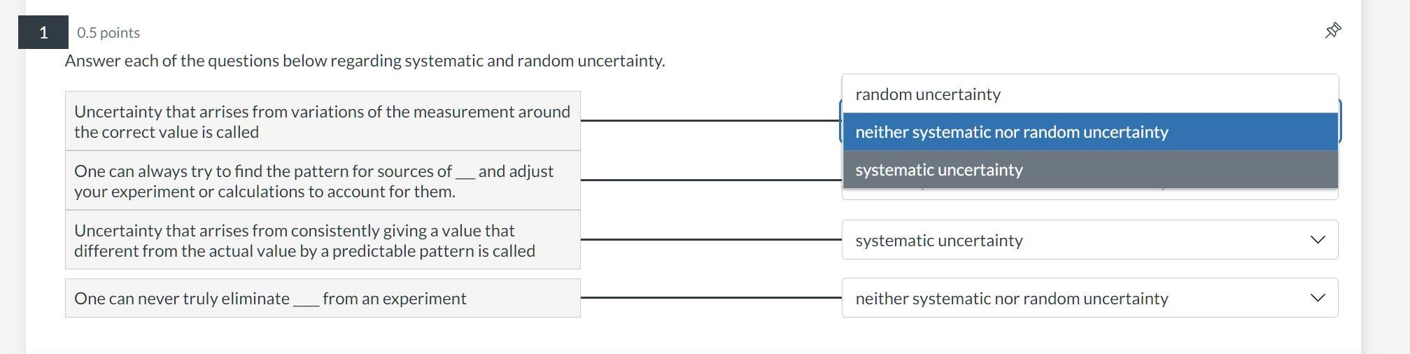 Solved There have three options 1. random uncertainty | Chegg.com